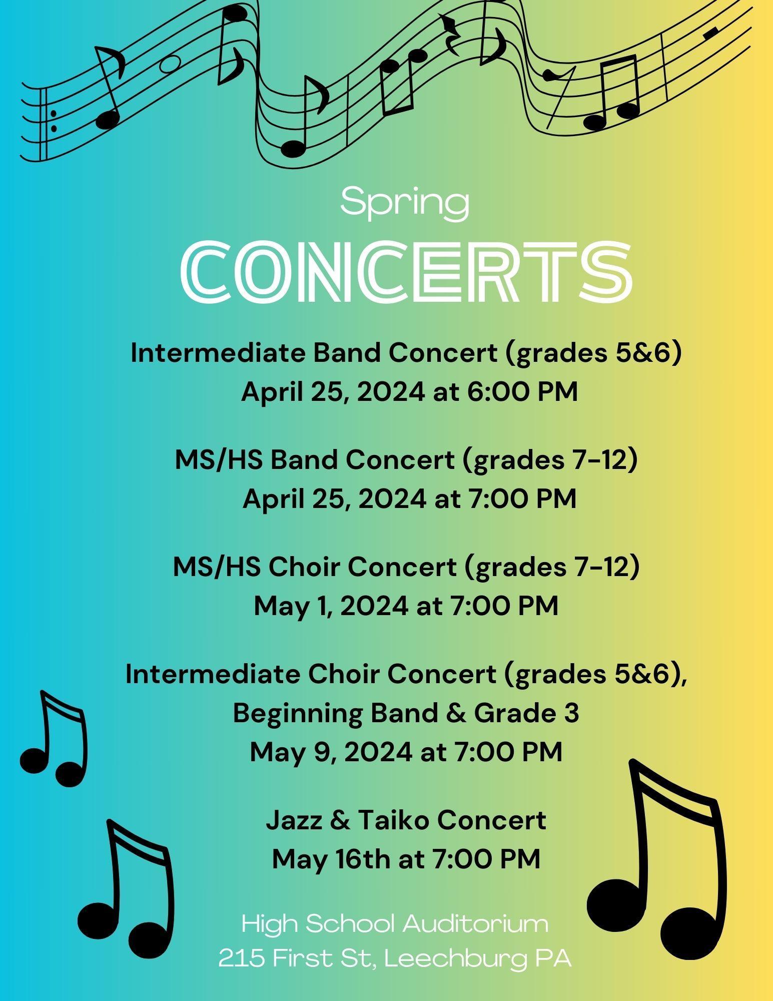 Spring Concerts | Leechburg Area School District