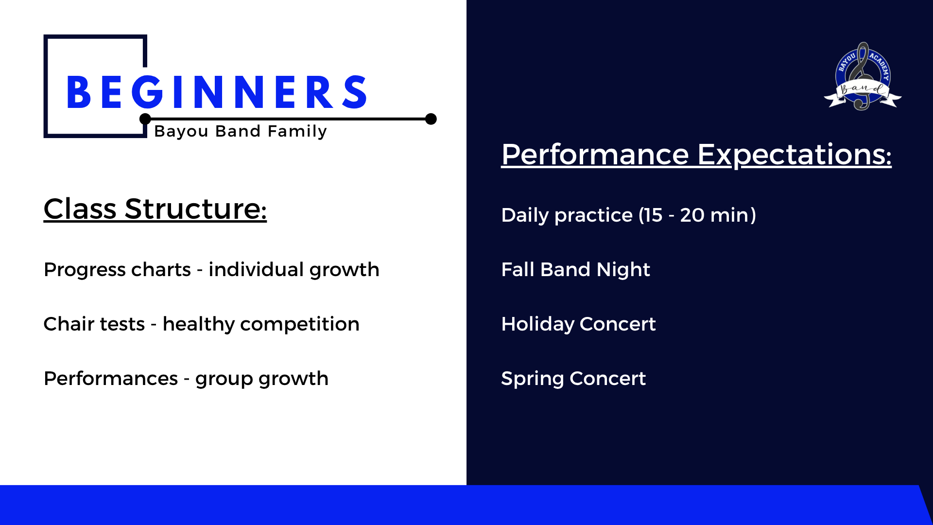 Beginning Band – Band – Bayou Academy