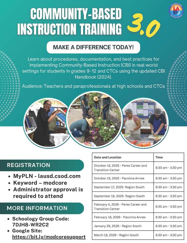 Community-Based Instruction 3.0 | Division of Special Education