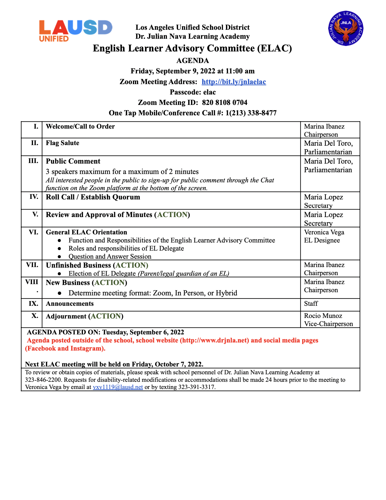 English Learner Advisory Council – Families – Dr. Julian Nava Learning ...