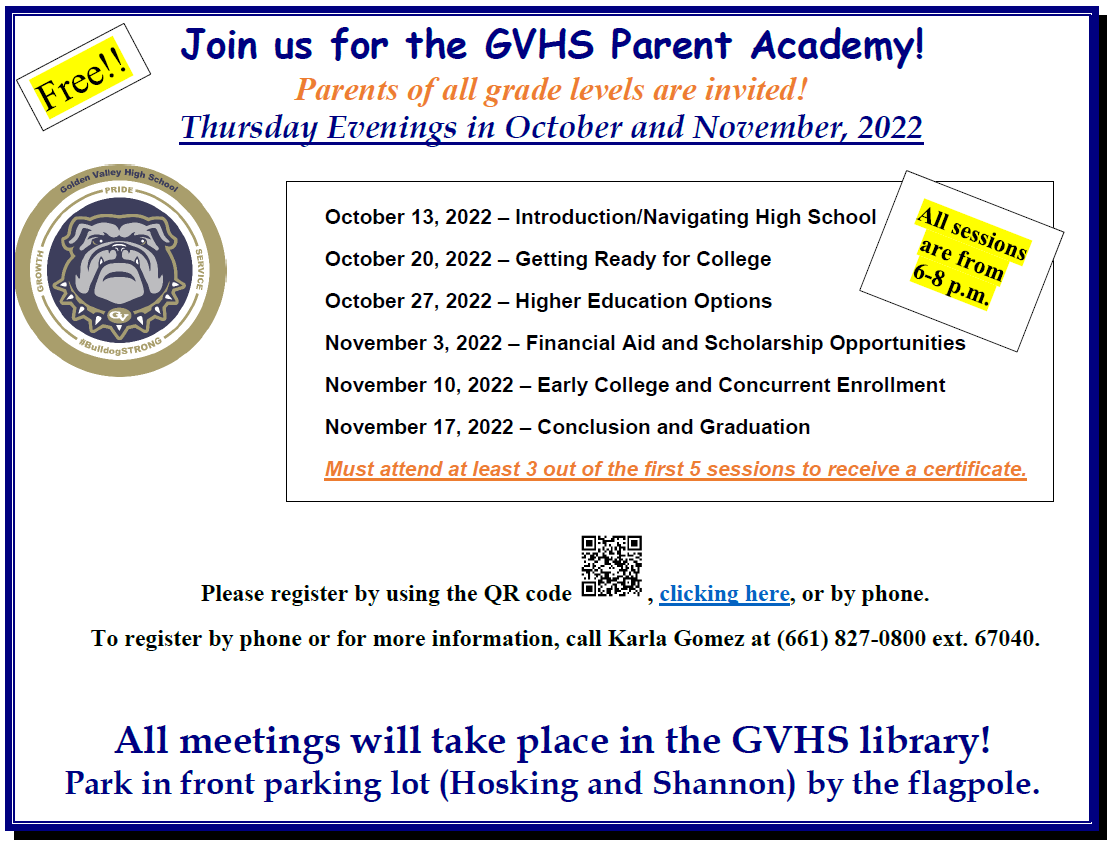 Parent Academy at GVHS | Golden Valley High School