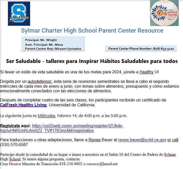 Upcoming Workshops 😊 – Parent Classes/Workshops – Sylmar Charter High ...