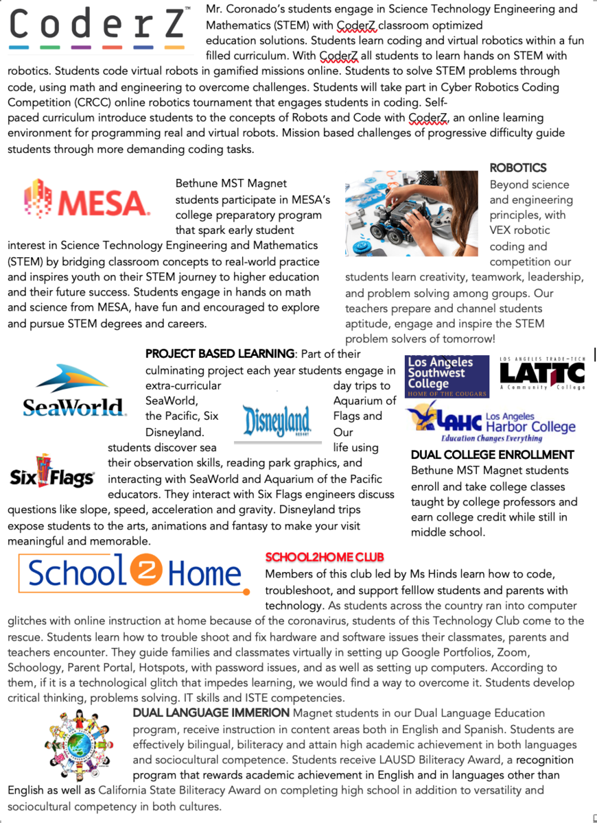 Science, Technology, & Mathematics Magnet – STEM Magnet Program – Mary McLeod Bethune Middle School