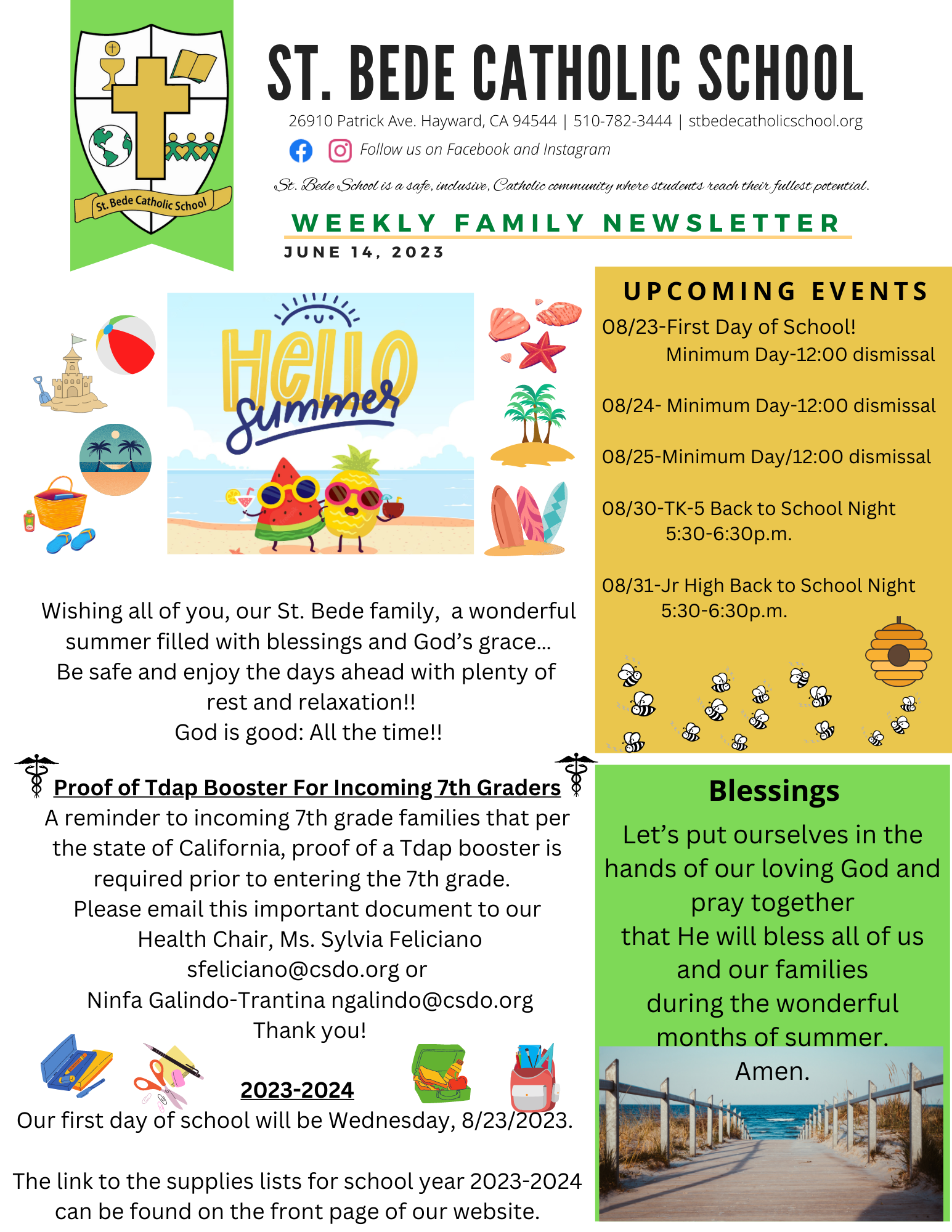 Weekly Family Newsletter – Parents – St. Bede Catholic School