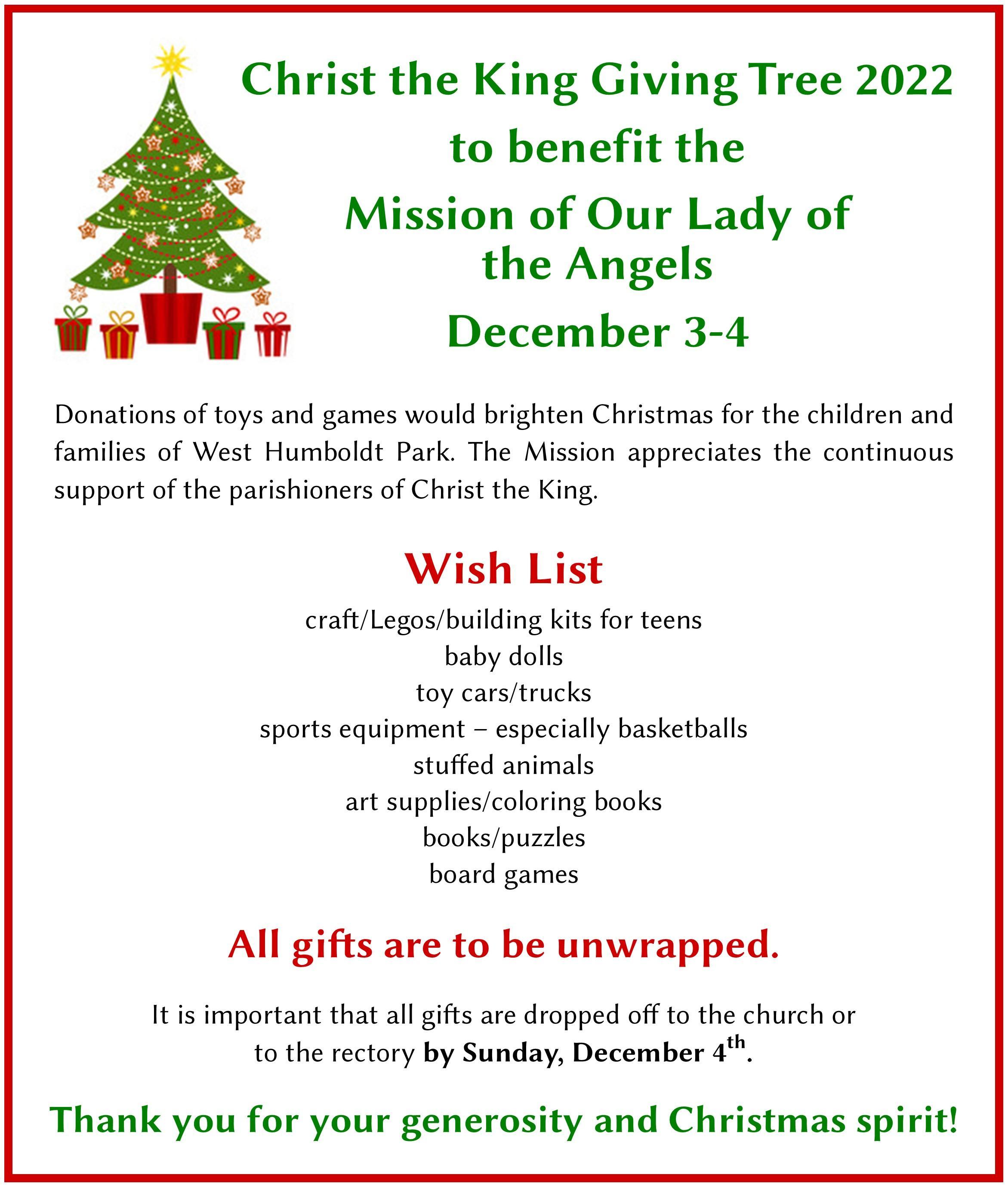 Christmas Giving Tree | Christ the King Parish