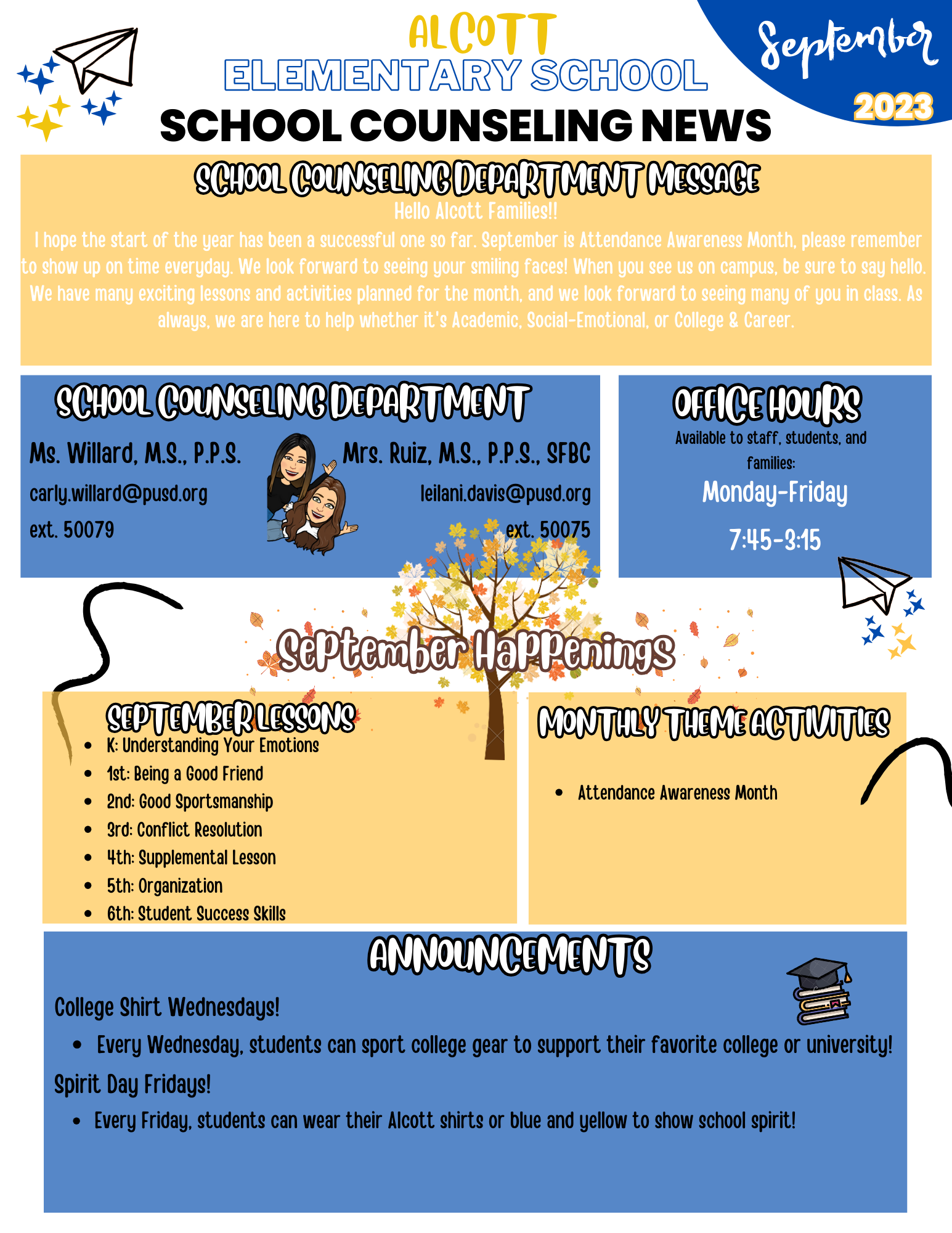 Monthly Newsletter – Counselors – Alcott Elementary School