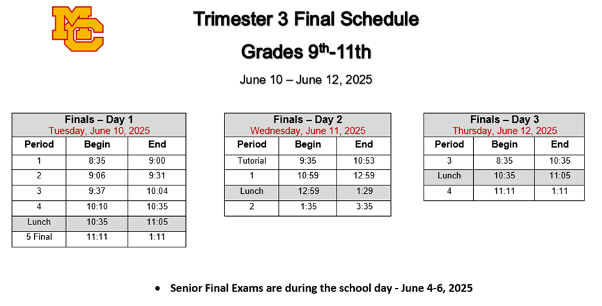 Bell Schedule - Schedules - MT. CARMEL HIGH SCHOOL