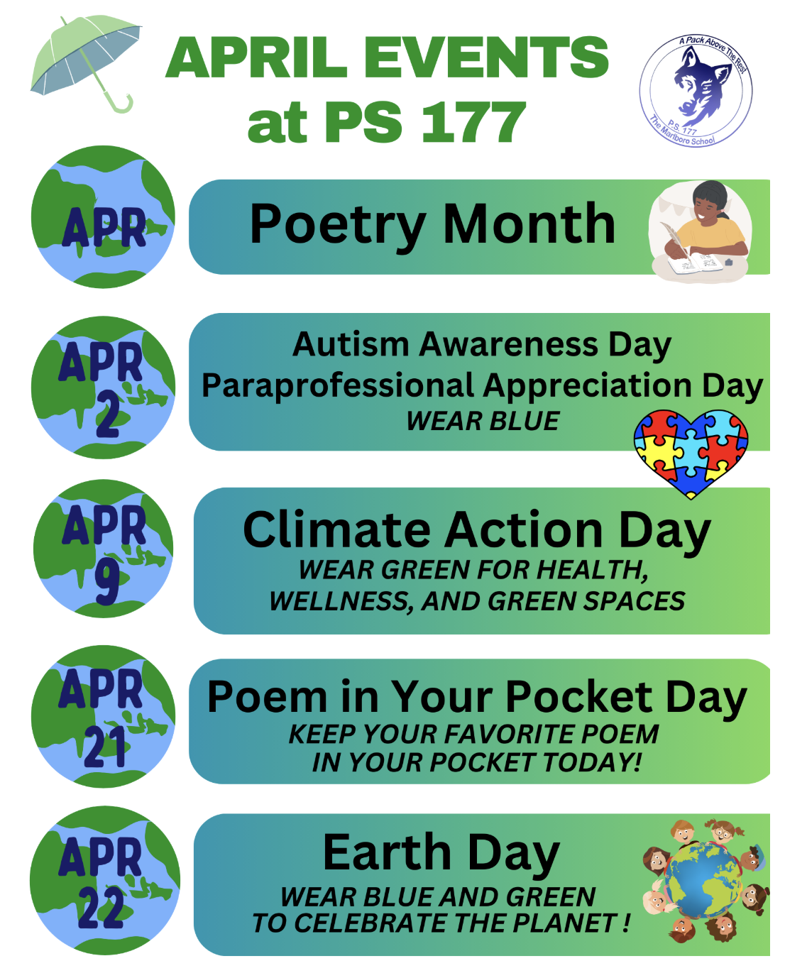 Important Dates in April | P.S. 177K The Marlboro School