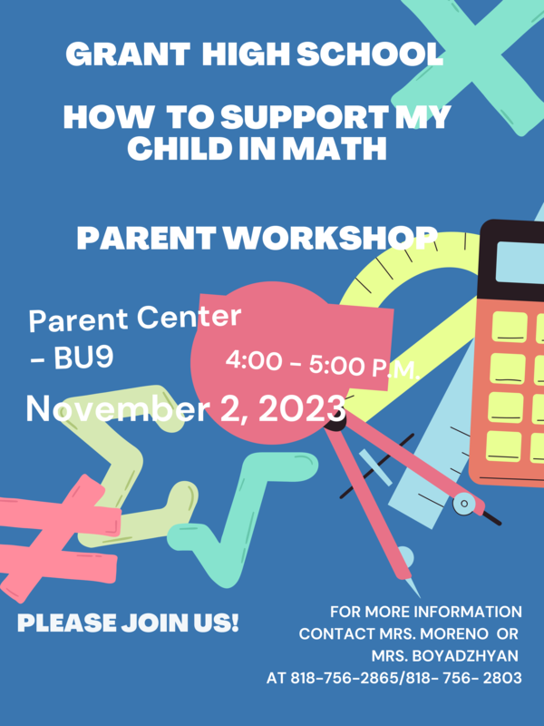 Math Parent Workshop on Thursday, Nov. 2nd, 4-5 PM | Ulysses S. Grant ...