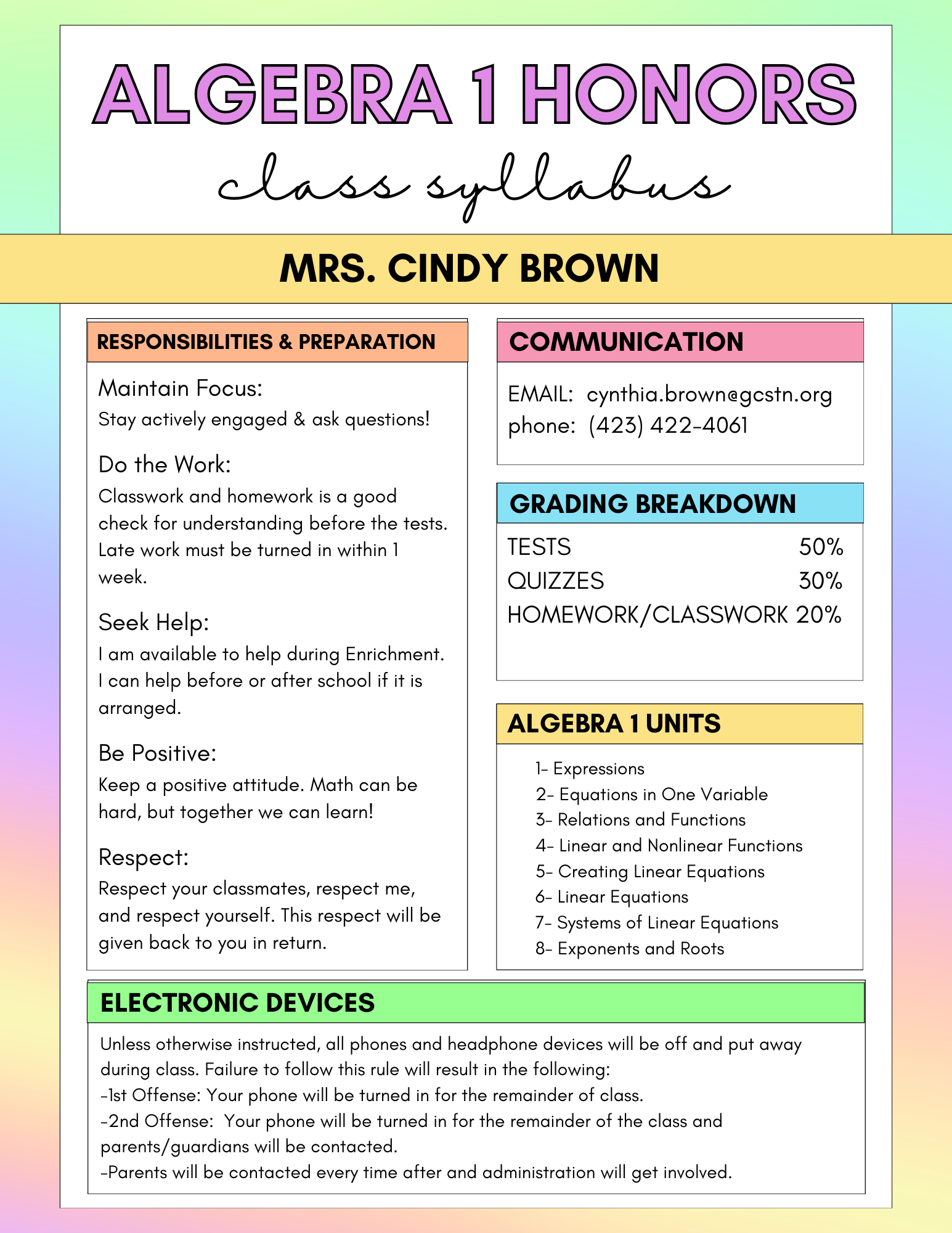 Syllabus – Cynthia Brown – West Greene High School