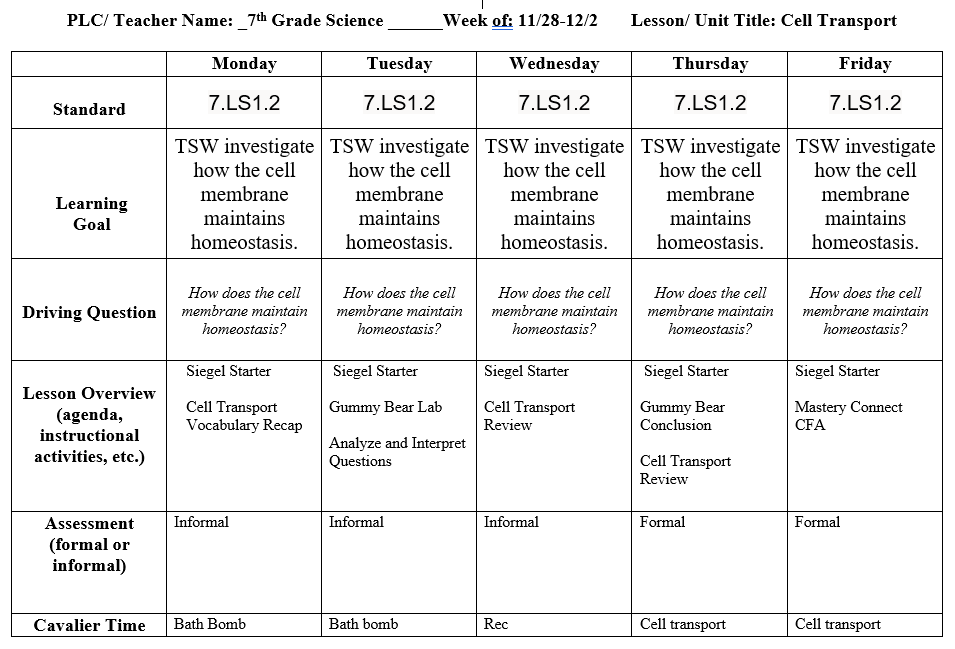 7C Science – Julie Melton – Siegel Middle School