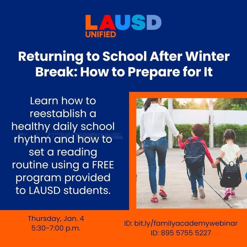 Returning to School After Winter Break Webinar | Los Angeles Elementary ...