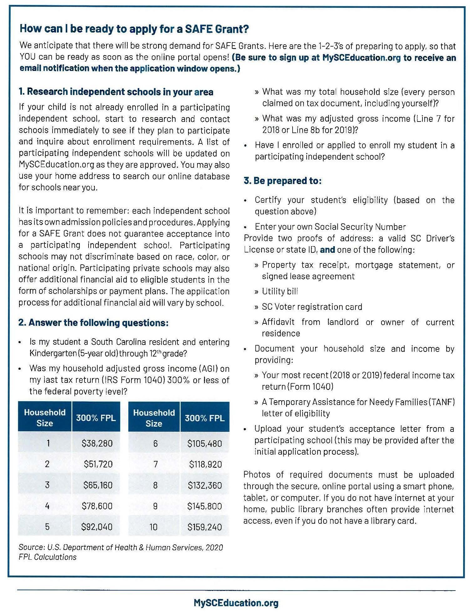 SAFE Grants for Tuition – Admissions – Beaufort Academy