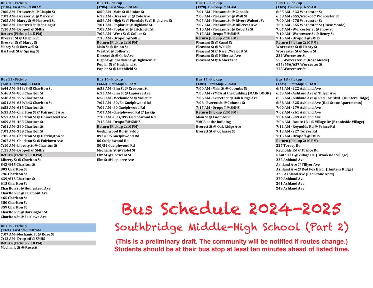Bus Routes Announced For 2024 2025 Southbridge Middle School Bus Routes Announced For 2024 2025 Southbridge Middle School