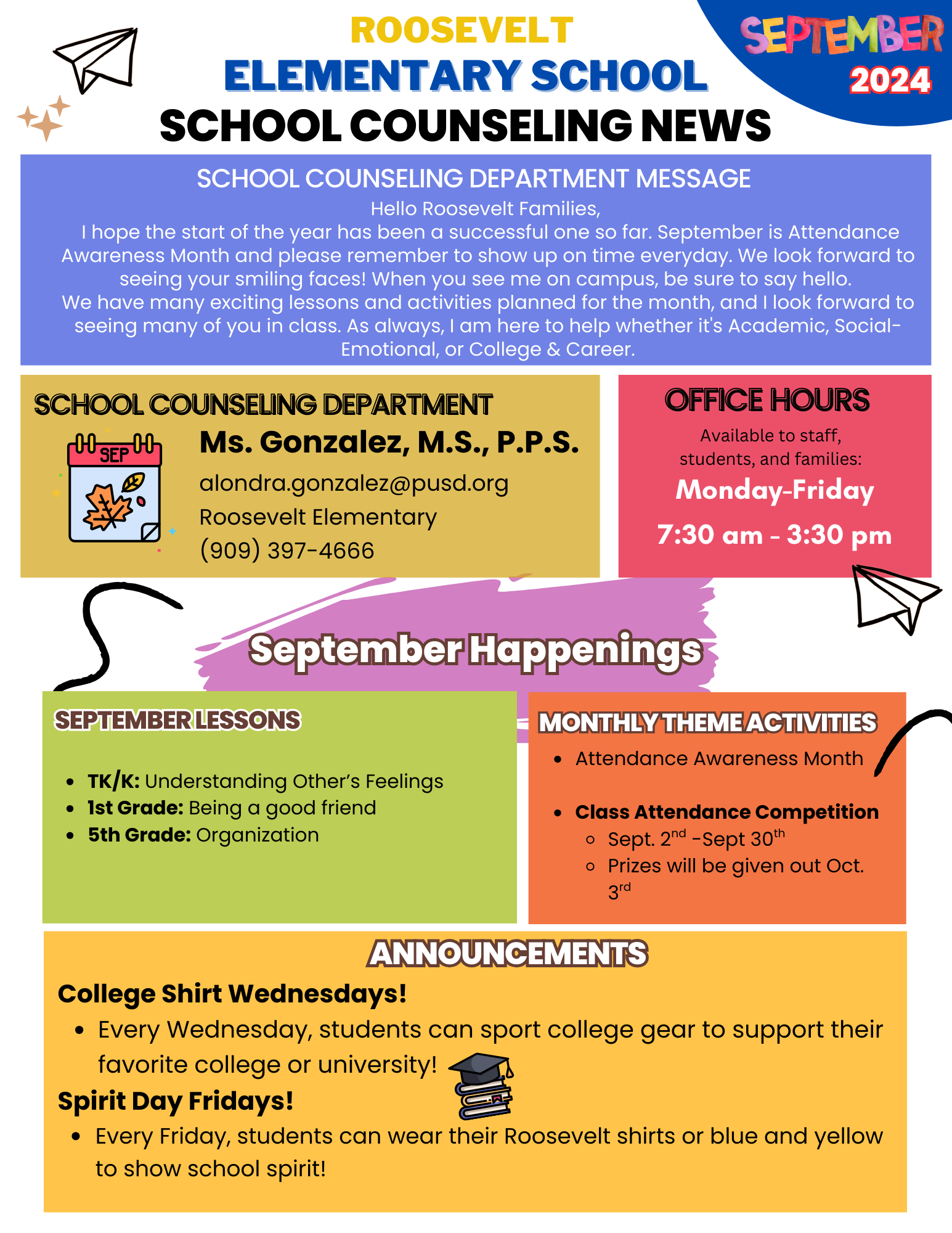 School Counseling Monthly Newsletter – School Counselor – Roosevelt ...
