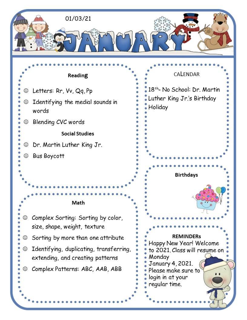 Monthly Parent Newsletter – Ms. J. Tate – Richard J. Oglesby Elementary ...