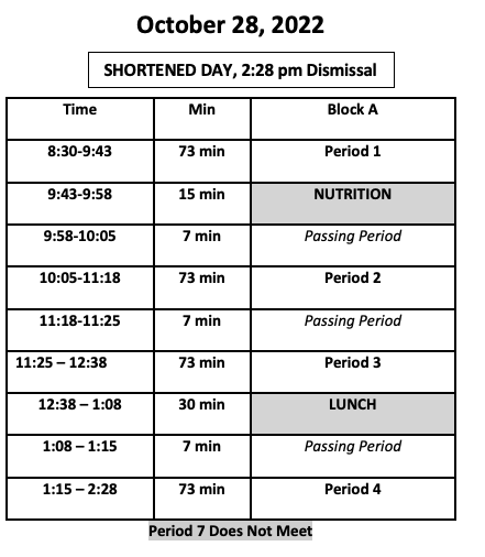 Shortened Day Schedule 10-28-22 – News 23-25 – Alexander Hamilton ...
