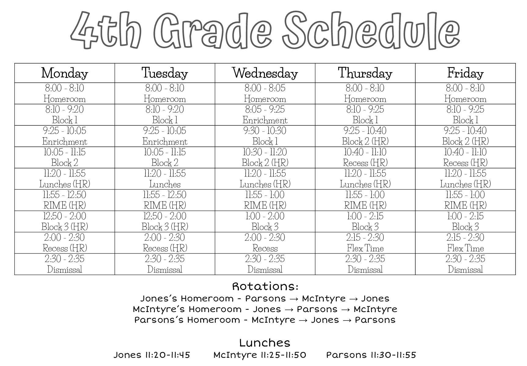 4th Grade Schedules 2022 2023 Fourth Grade Friedberg Elementary School 4th Grade Schedules 2022 2023 Fourth Grade Friedberg Elementary School