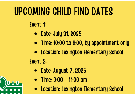 Child Find Summer Dates – Summer & Back To School 25-26 – Lexington ...