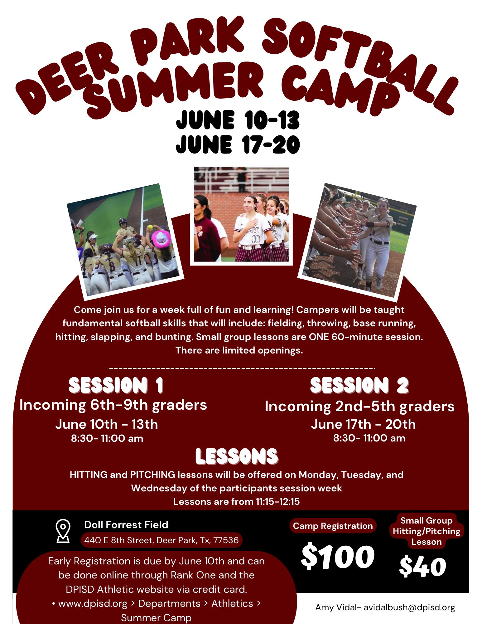 Summer Camp Information – DPHS Softball – Deer Park Independent School ...