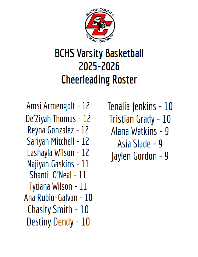 BCHS Basketball Cheerleading – Cheerleading – Bacon County School District