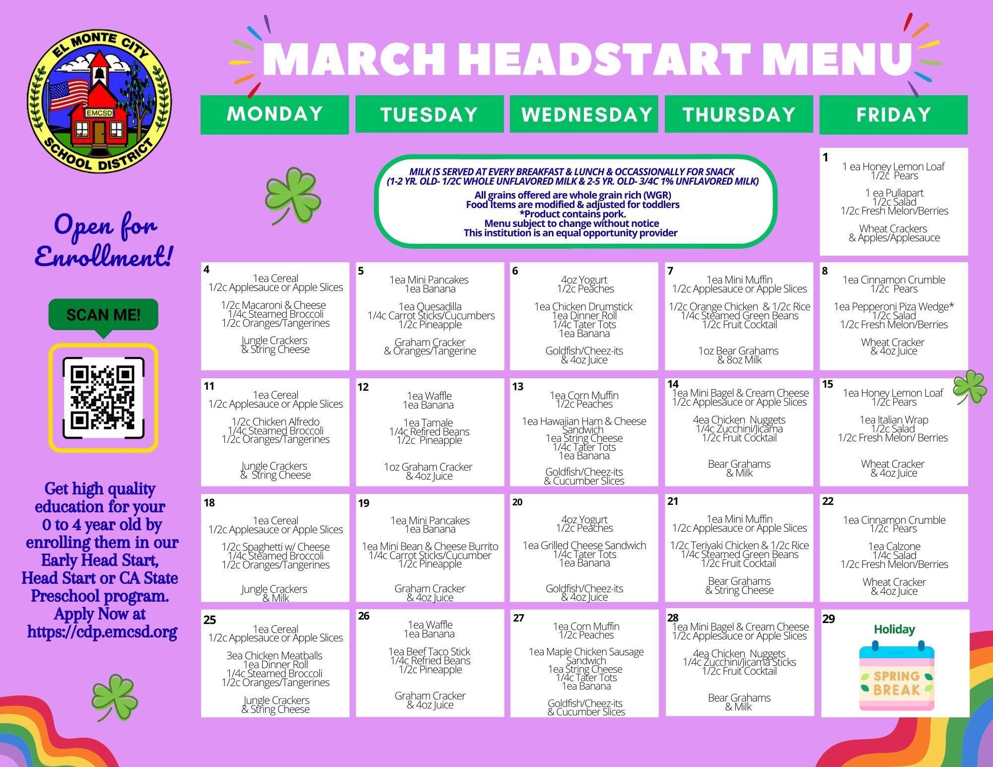 Menus & Meal Programs – Nutrition Services – El Monte City School District