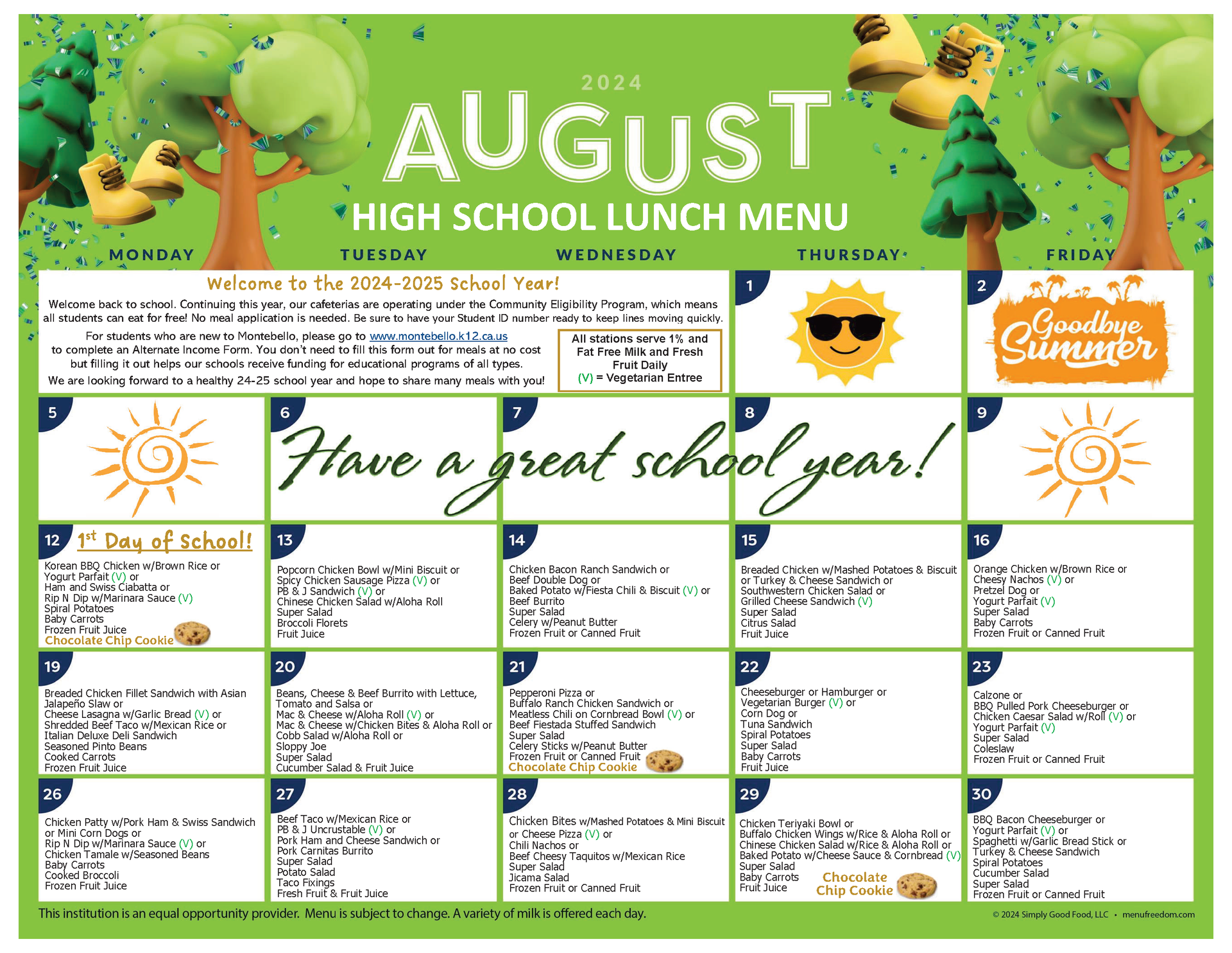 Menus – Nutrition Services – Montebello Unified School District