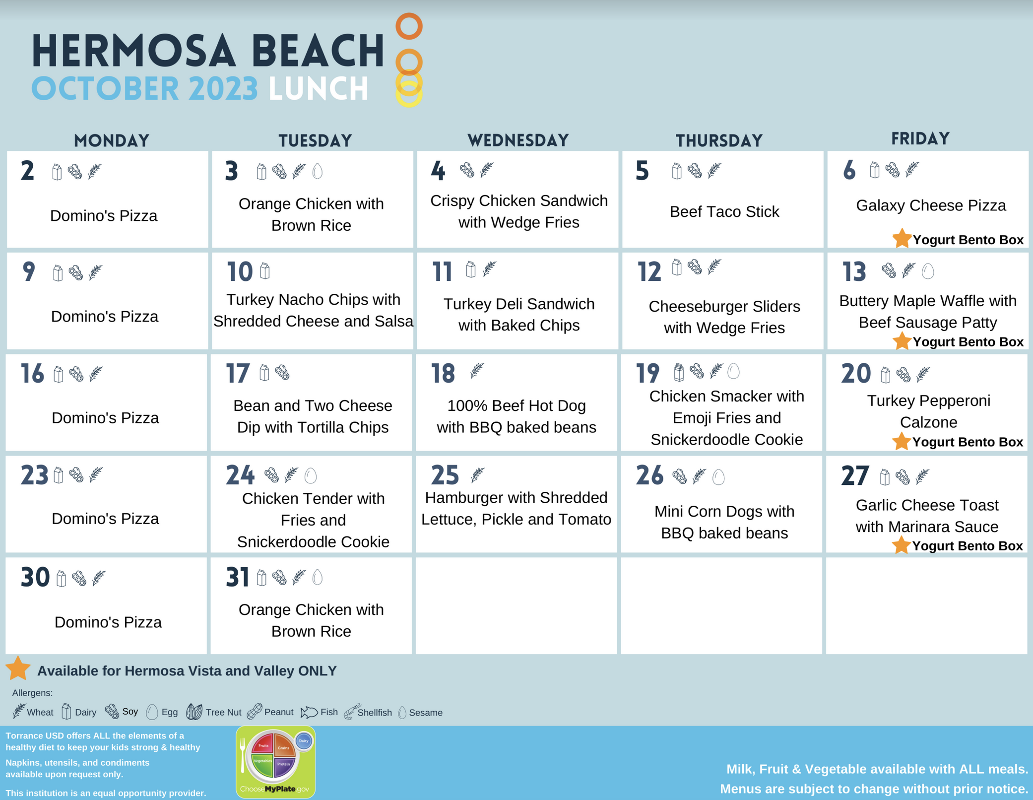 Menus – Food Services – Hermosa Beach City School District