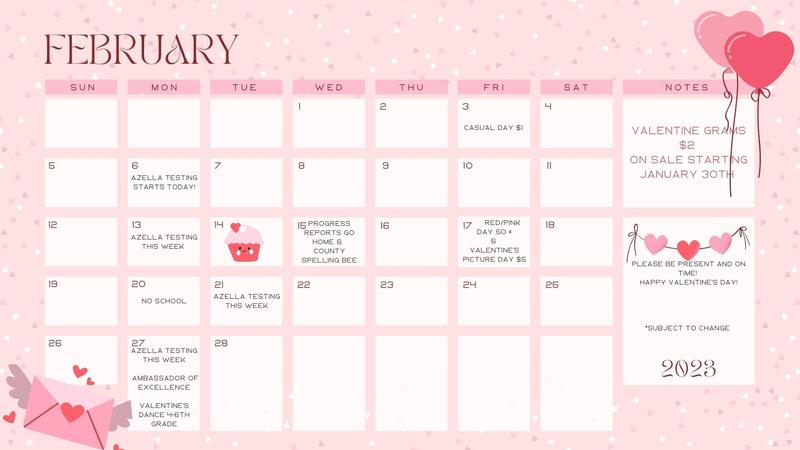 February 2023 Event Calendar | Desert View Elementary School