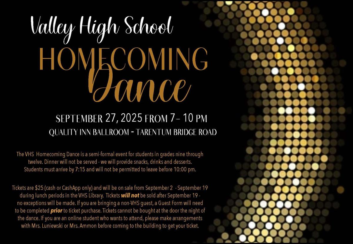 Valley High School Homecoming Dance - September 27, 2025 - 7-10:00 p.m ...