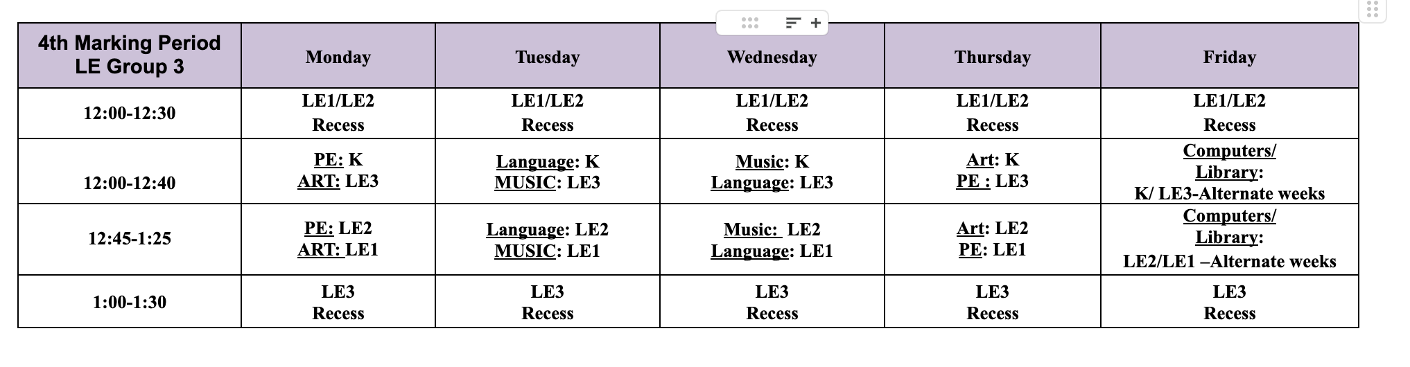 Specials Schedules (By Marking Period) – LE1 - Ms. Curcuru – Bucks ...