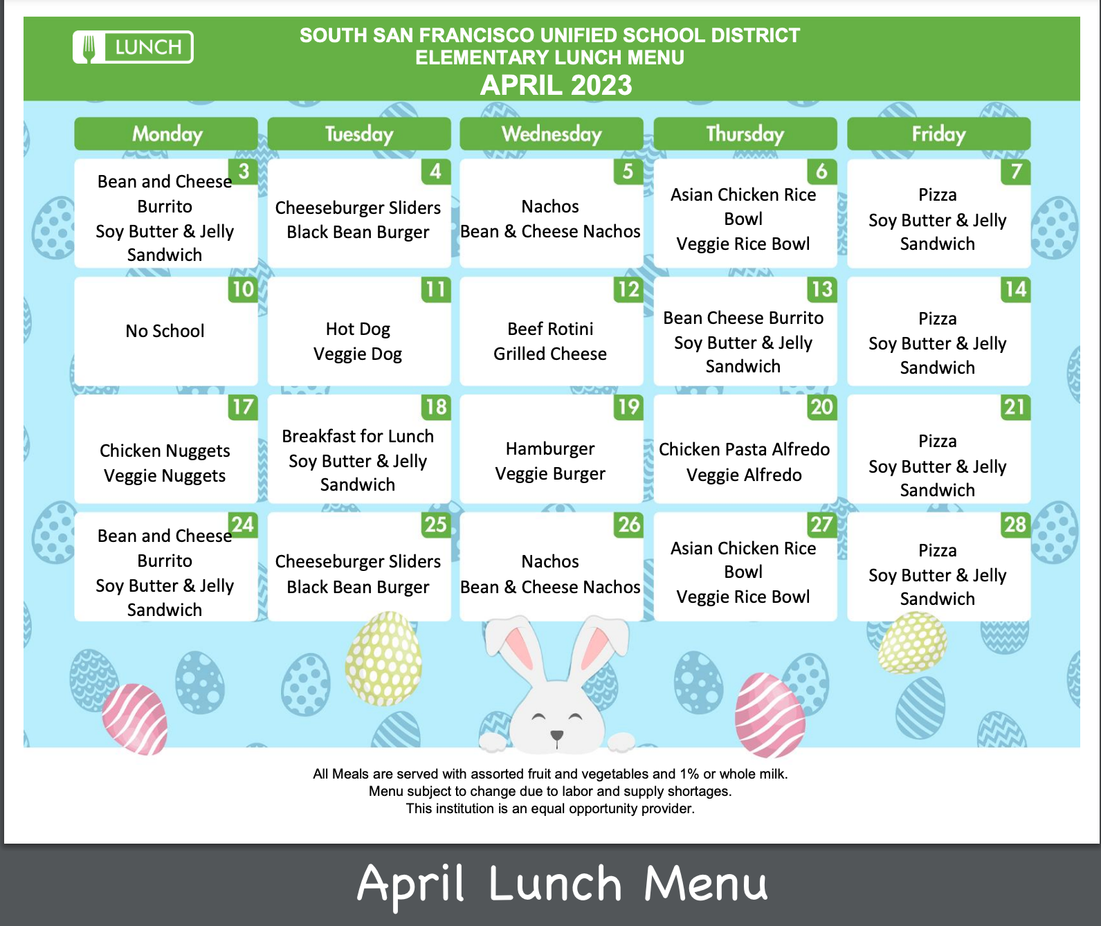 Meals - Resources - Junipero Serra Elementary School