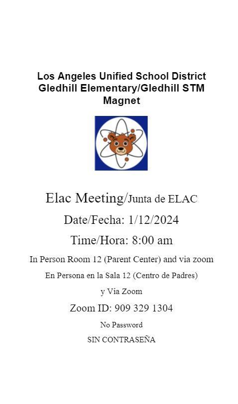 ELAC / SSC / Title I – Parent Resources – Gledhill Street Elementary