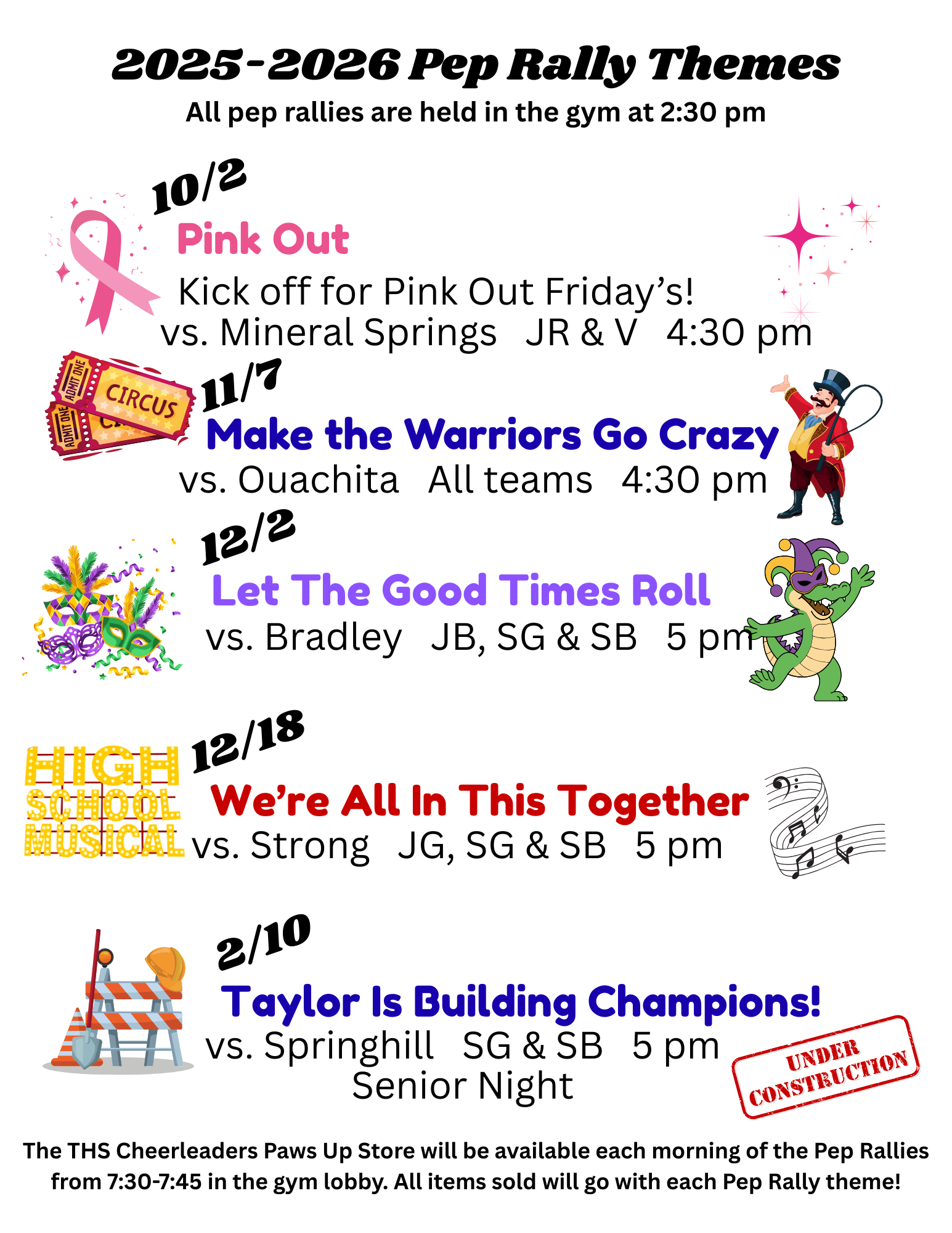 2025-26 Pep Rally Themes | Taylor Schools