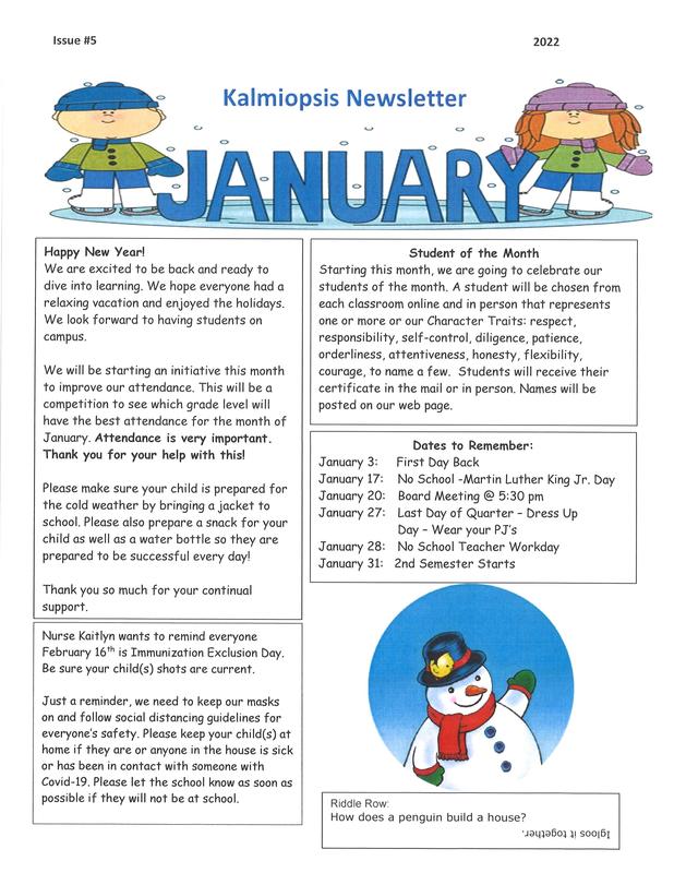 January Newsletter | Kalmiopsis Elementary School