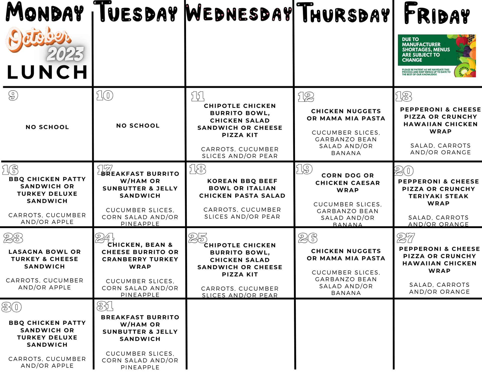 Breakfast & Lunch Menus – Parents – Hawking STEAM Charter School
