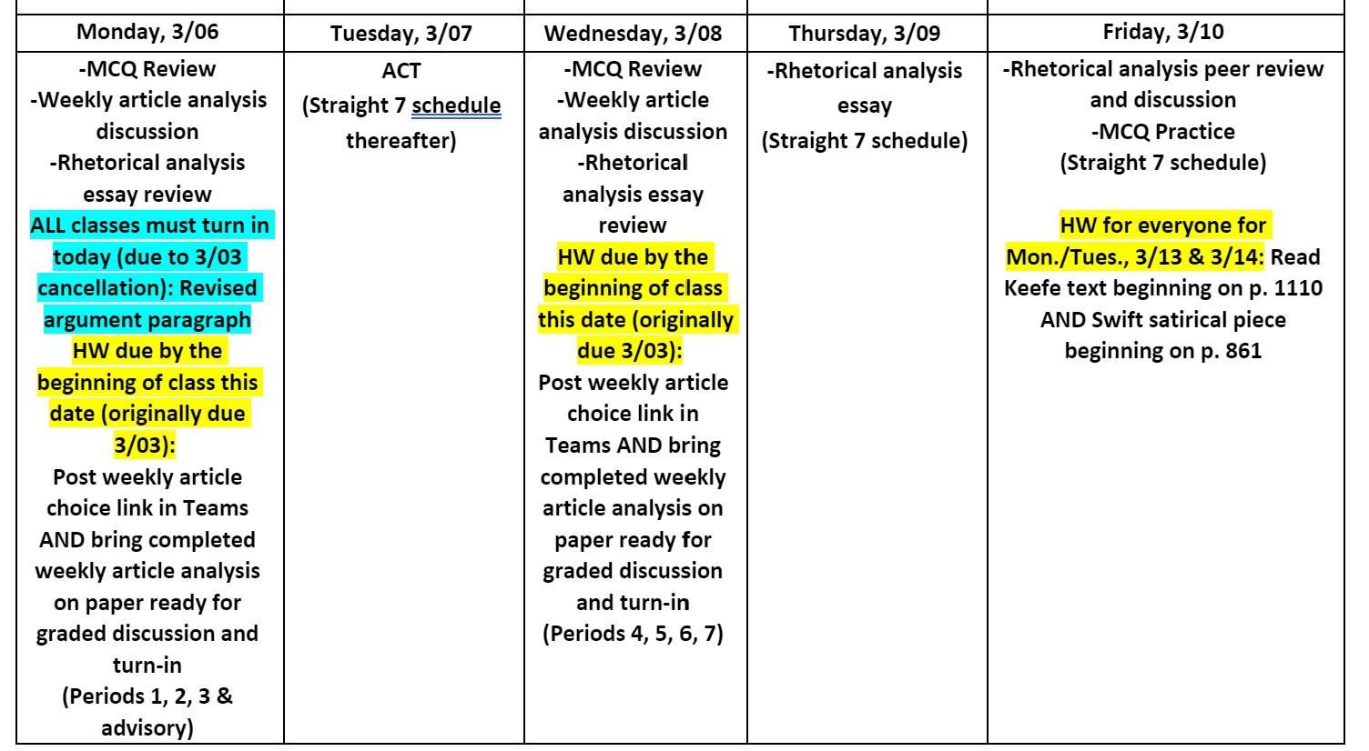 Course Schedule for AP English Language & Composition – Lacey Nau ...