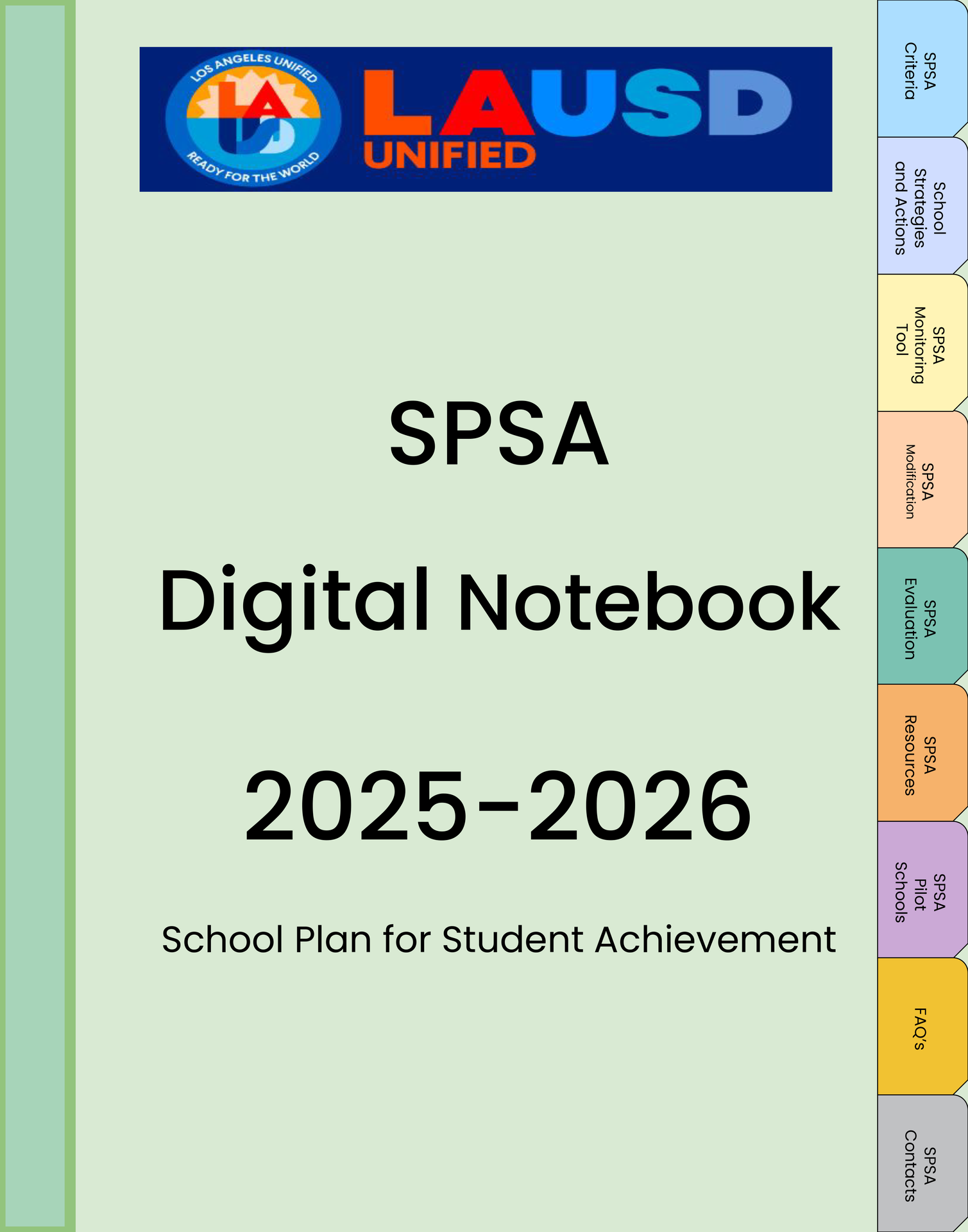 SPSA Digital Notebook – School Plan for Student Achievement - Development – Federal and State ...