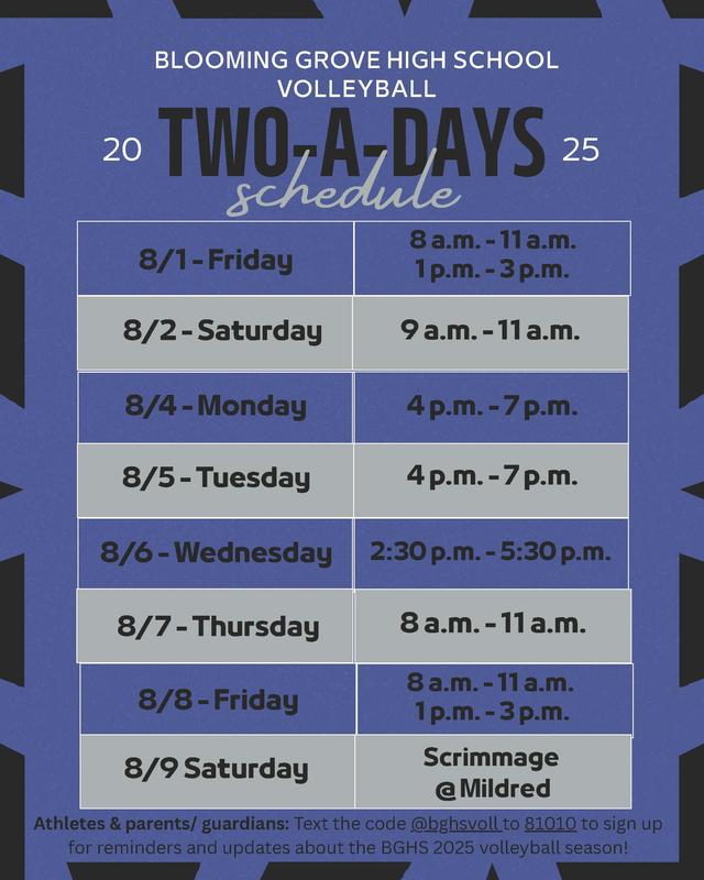 Volleyball Two-A-Days | Blooming Grove ISD