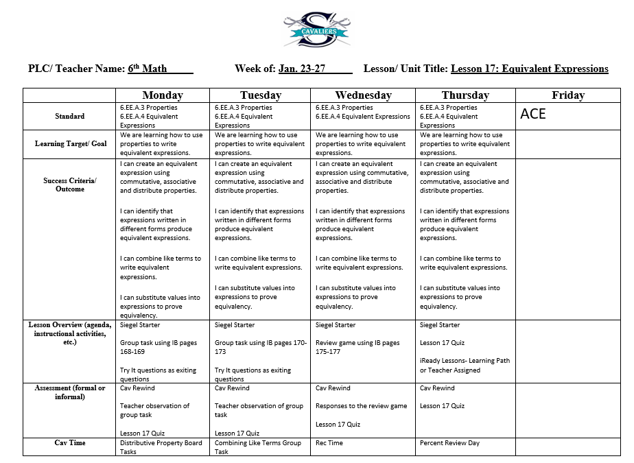 Mrs. Cheuvront's Class – Amanda Cheuvront – Siegel Middle School