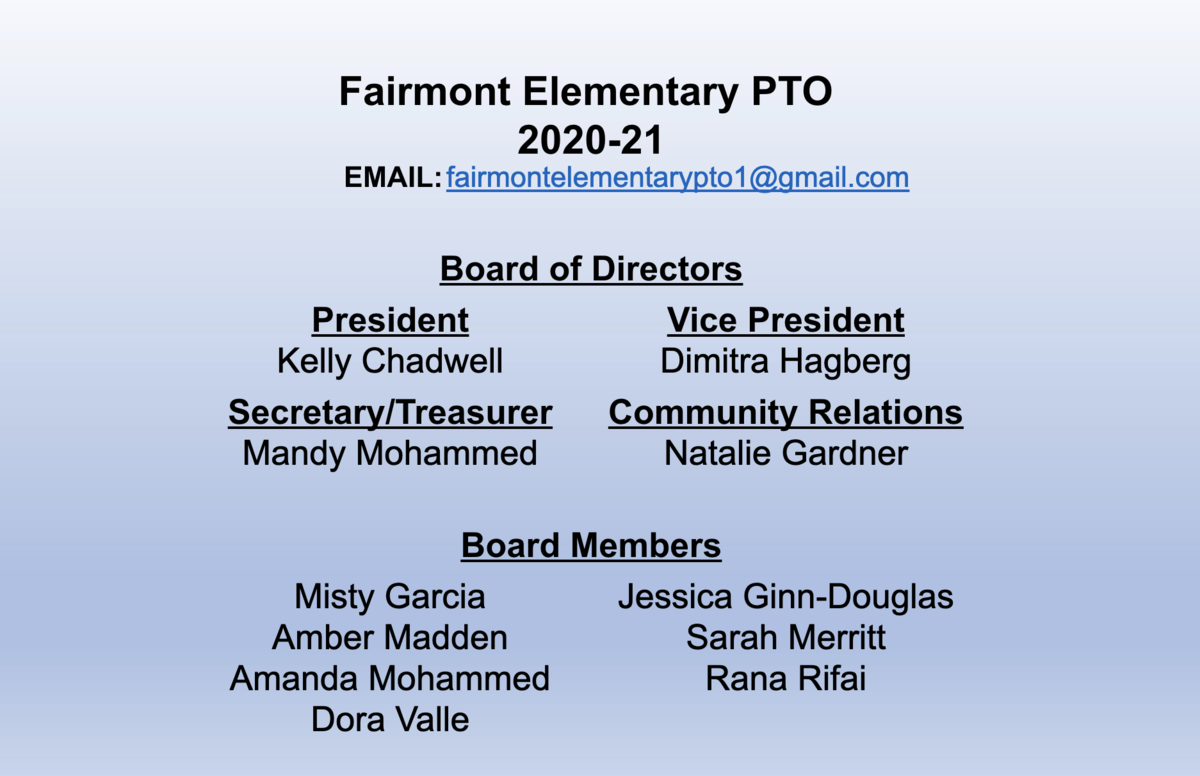 PTO Board – PTO Board – Fairmont Elementary