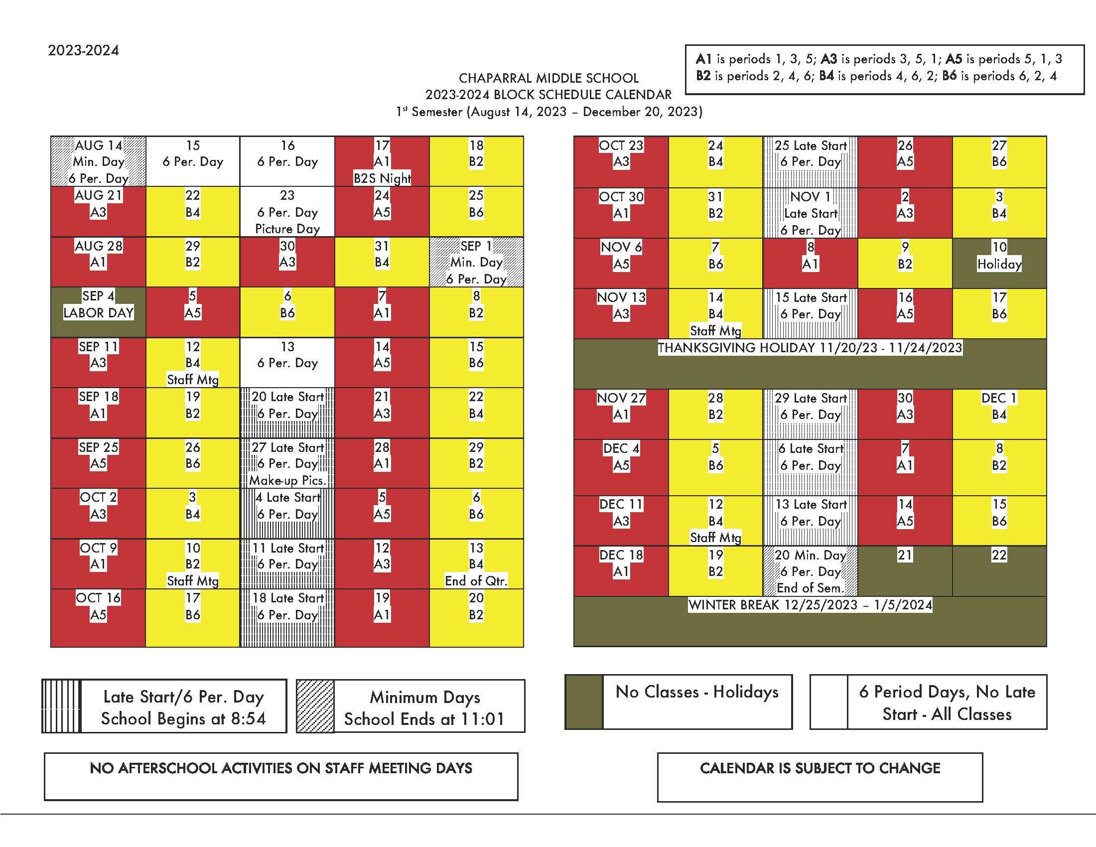 Calendar – Staff – Chaparral Middle School
