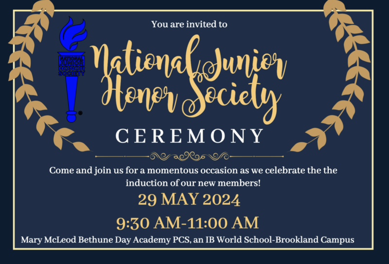 National Junior Honor Society Induction-Brookland | Mary McLeod Bethune ...