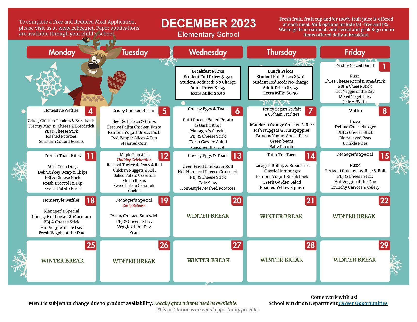 Menus – School Nutrition – Columbia County Schools