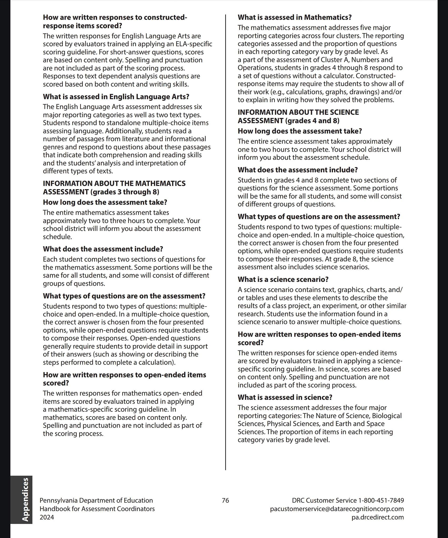 PSSA TESTING INFORMATION – PSSA TESTING – Leechburg Area School District