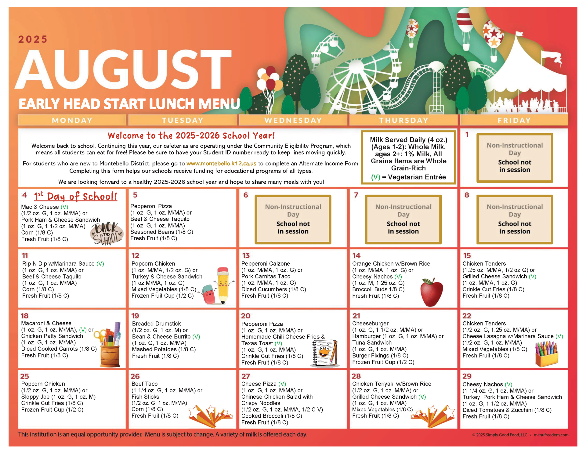 Menus – Nutrition Services – Montebello Unified School District