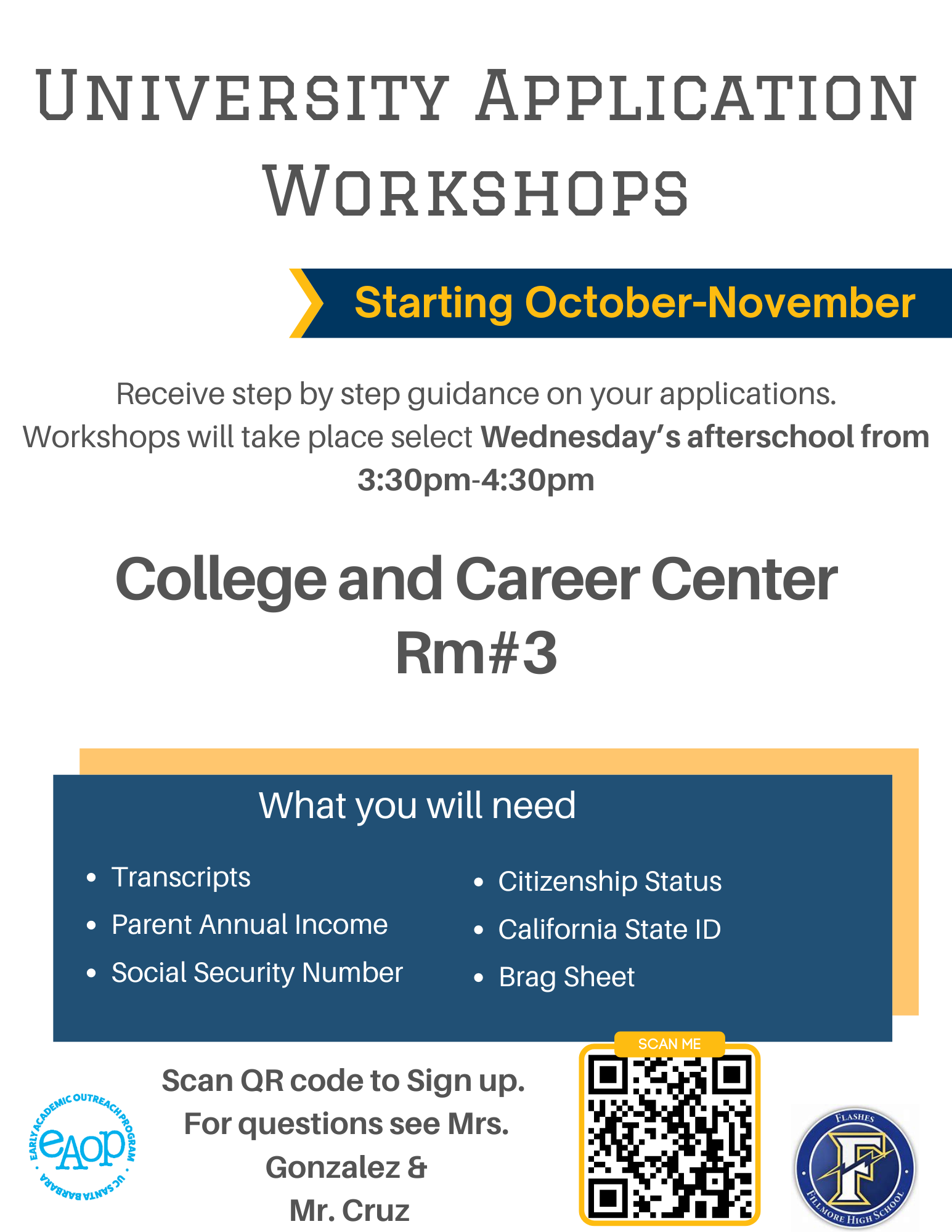 Workshops - Talleres – College and Career Center – Fillmore High School
