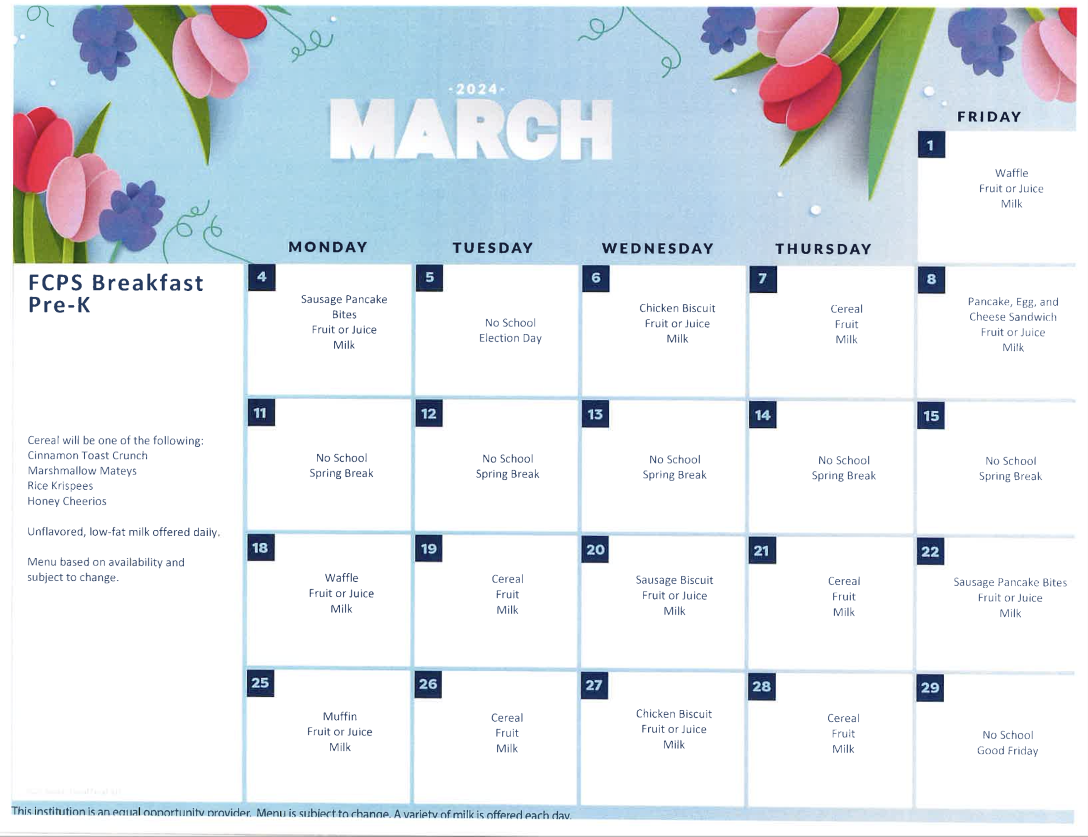 Cafeteria Menus – Parent & Student Info – Fayette County Public Schools