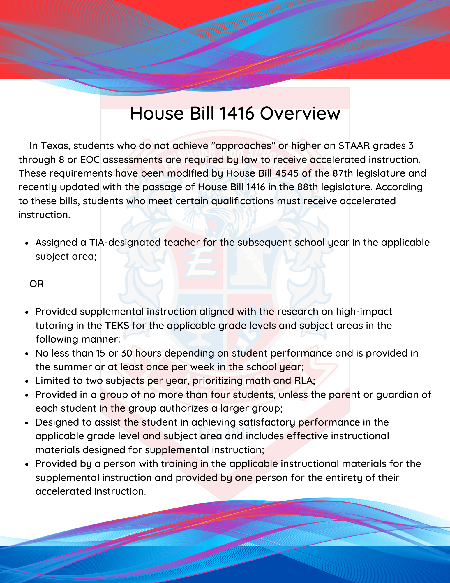 HB 1416 – Tutorials – Edinburg High School