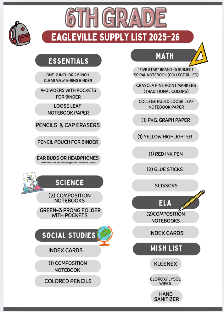 6th & 7th Grade Supply Lists – Kimberly Warbritton – Eagleville School
